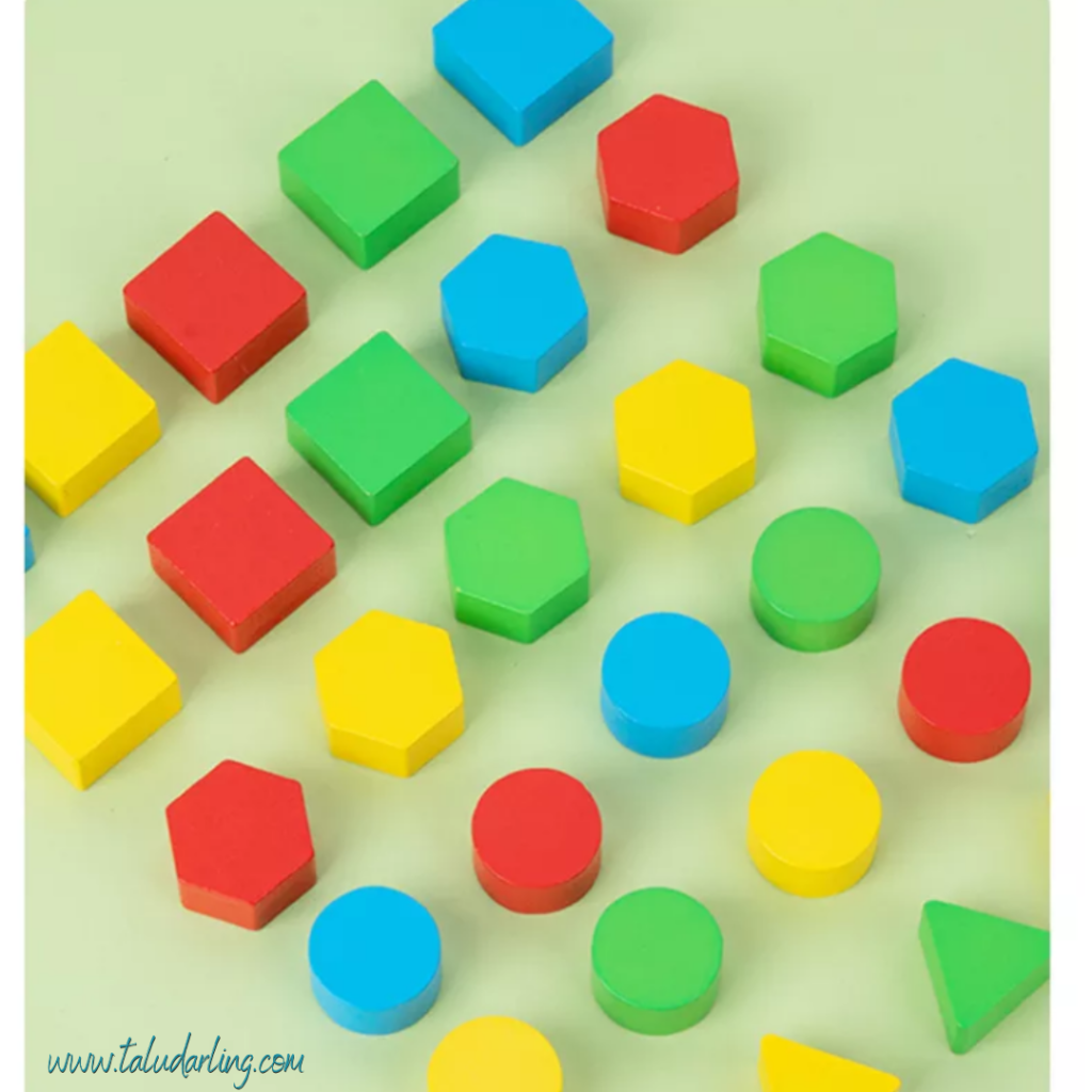 Wooden Geometric Shape Matching Battle Puzzle - Talu Darling